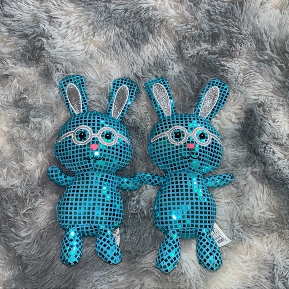 Toys | Way To Celebrate Disco Blue Sequin Bunny Plush Toys Set Of 2 ...